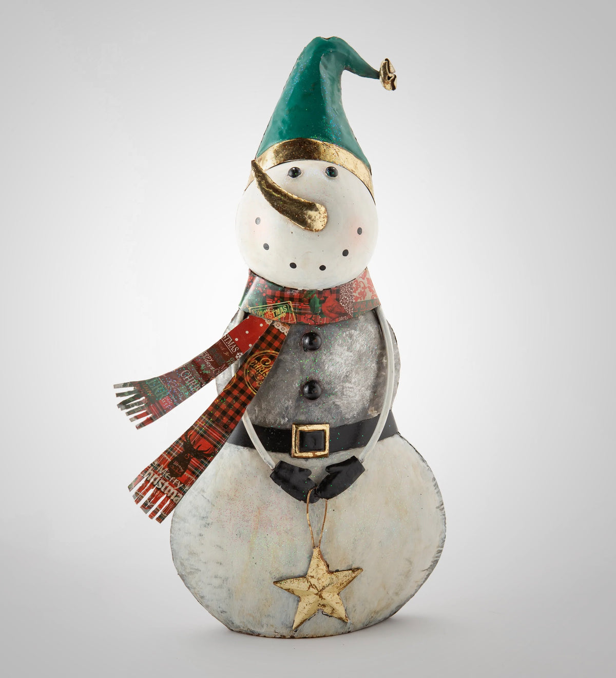 Indoor/Outdoor Vintage Holiday Snowman Metal Christmas Statue – America ...
